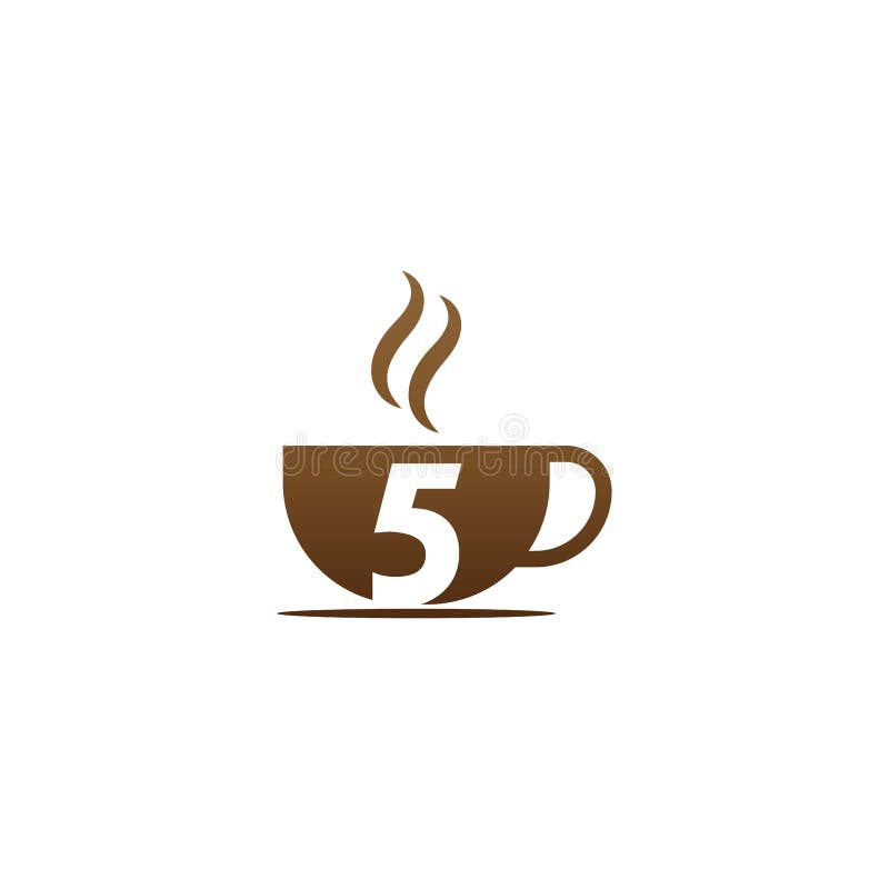 Coffee Cup Icon Design Number 5 Logo Stock Vector - Illustration of ...