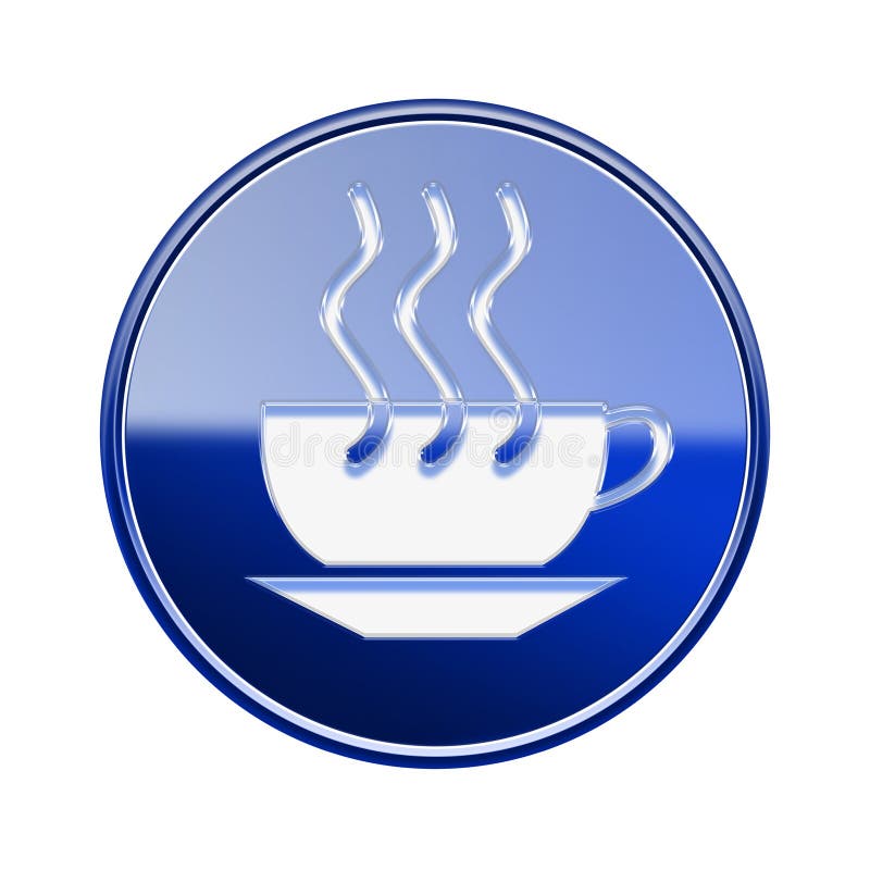 Coffee Cup Icon Glossy Blue. Stock Illustration - Illustration of ...