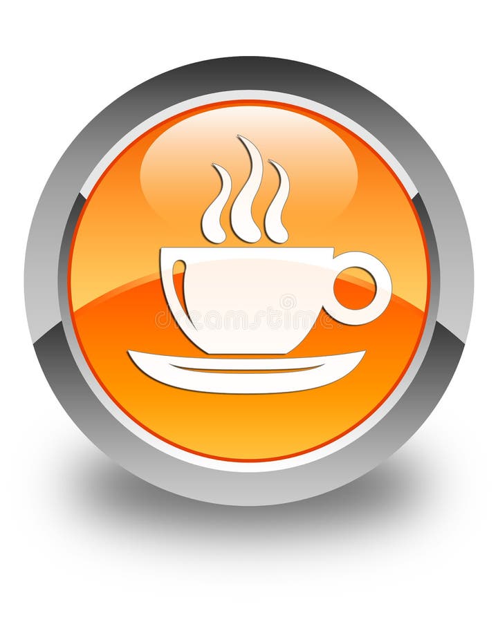 Coffee Cup Icon Glossy Orange Round Button Stock Illustration ...