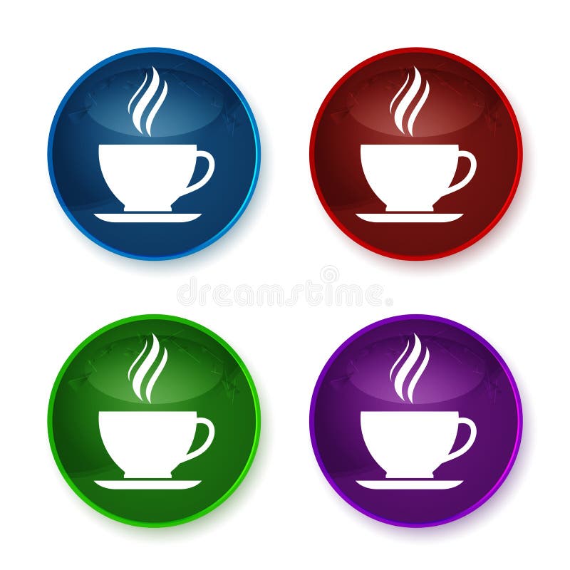 Coffee Cup Icon Shiny Round Buttons Set Illustration Stock Vector ...