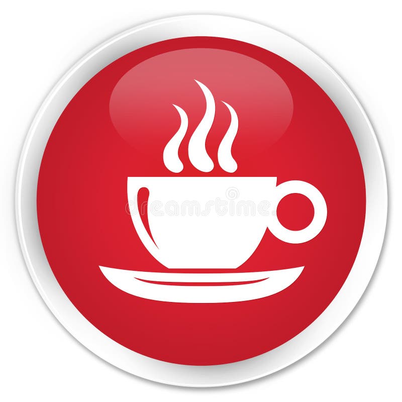 Coffee Cup Icon Premium Red Round Button Stock Illustration ...