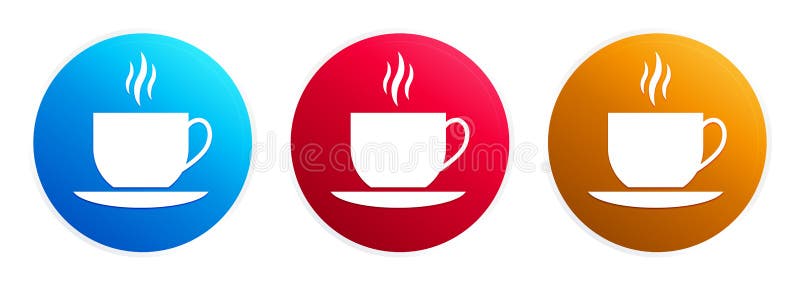 Coffee Cup Icon Premium Trendy Round Button Set Stock Vector ...