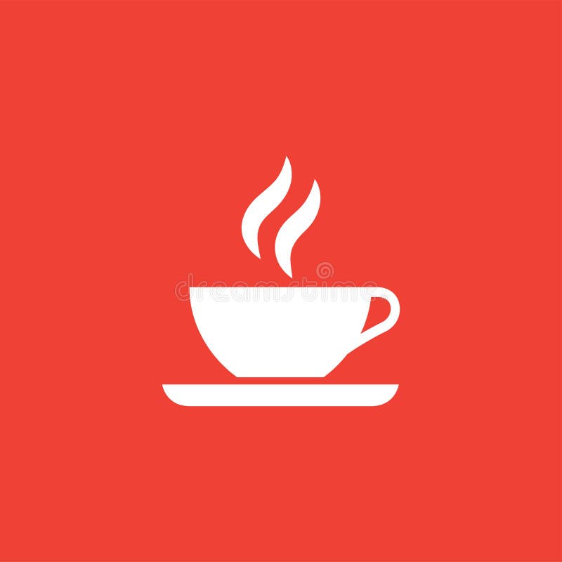 Coffee Cup Icon on Red Background. Red Flat Style Vector Illustration ...