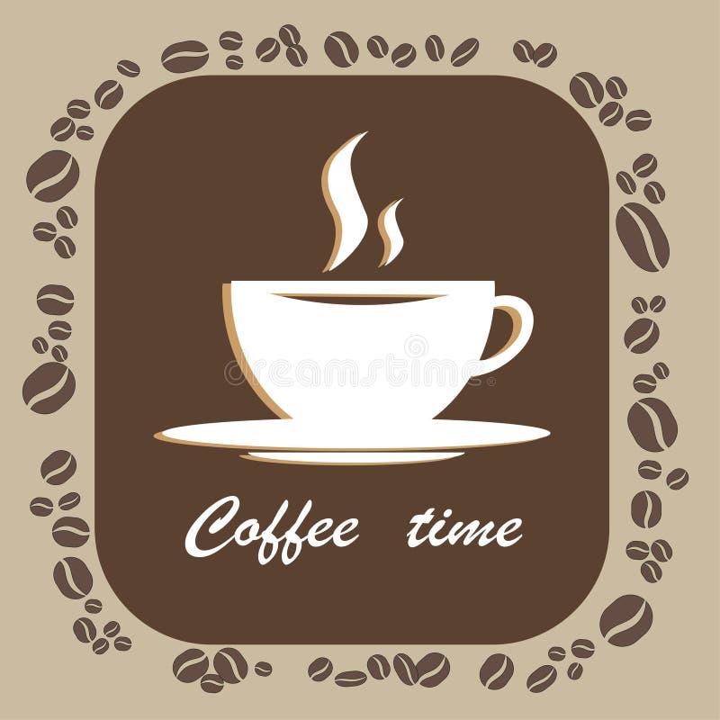 Coffee Cup Icon. Coffee Time Text. Hot Drink Symbol. Vector Brown ...