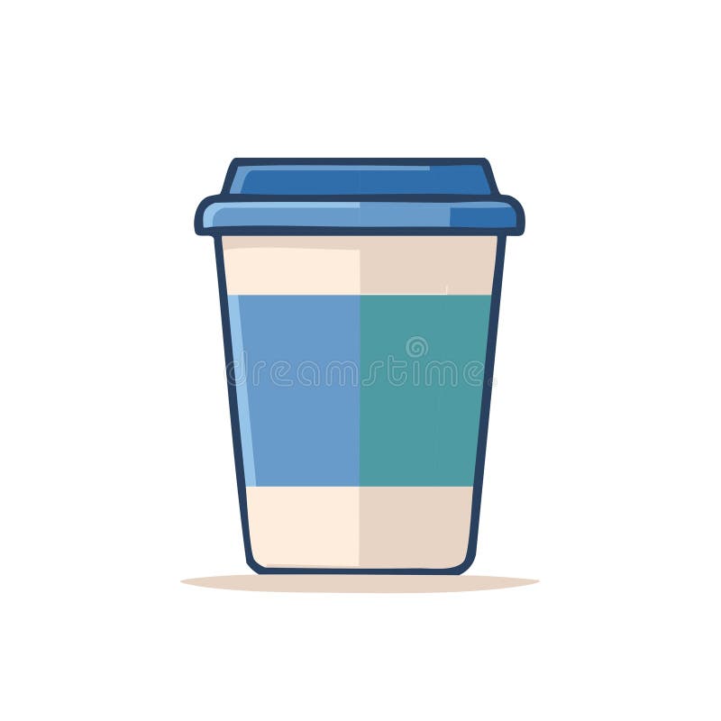 Coffee Cup Illustration with Blue Lid and Blue and Green Striped ...