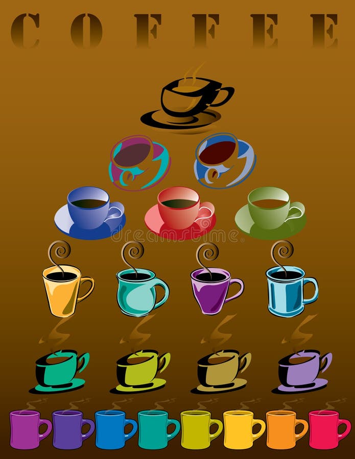 Colorful coffee cups stock vector. Illustration of vivid - 4769068