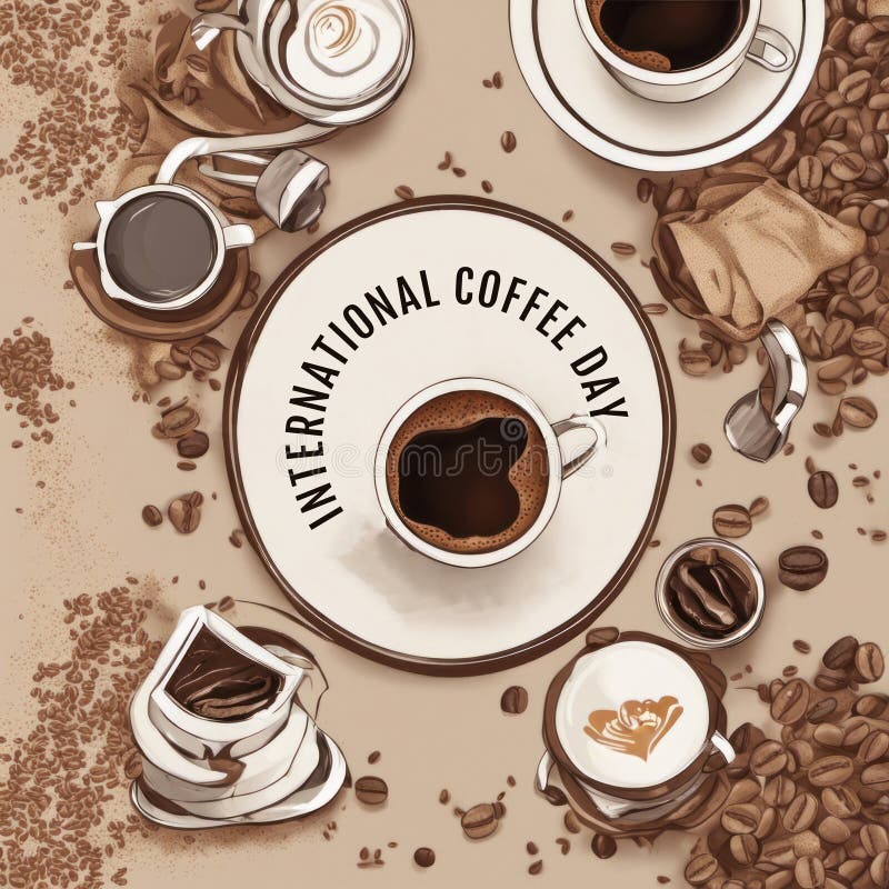 Coffee in a Cup for International Coffee Day Background Stock ...