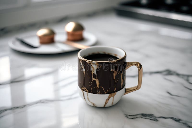 Coffee Cup on the Kitchen Marble Countertop Stock Illustration ...