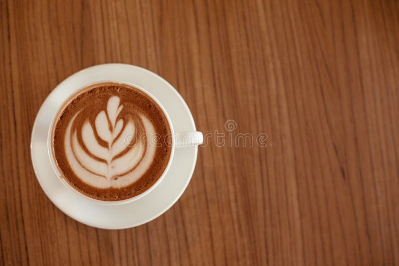 Coffee Cup on Kitchen Table. Top View with Copyspace Stock Photo ...