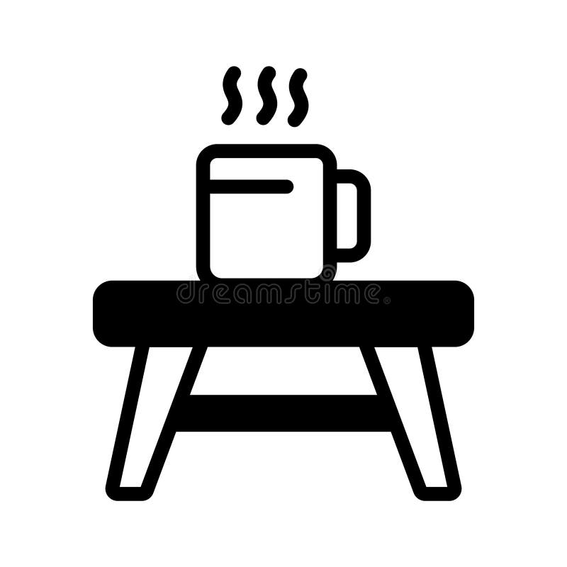 A Coffee Cup Laying on the Table, Icon of Coffee Table Stock Vector ...