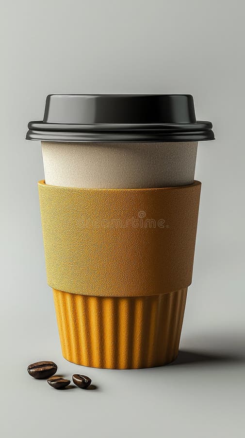 Coffee Cup with a Lid Placed on a Wooden Table in a Cozy Cafe ...