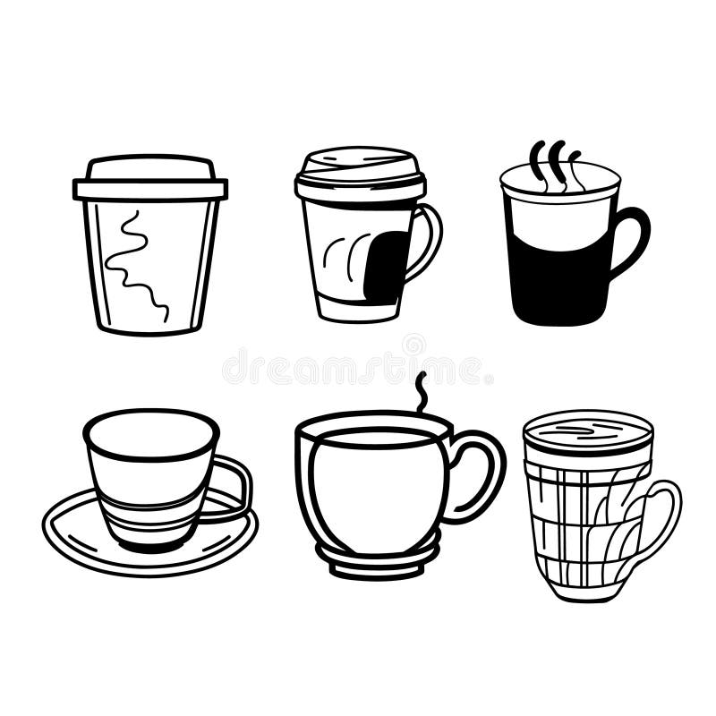 Coffee Cup Line Art Vector . Stock Illustration - Illustration of logo ...