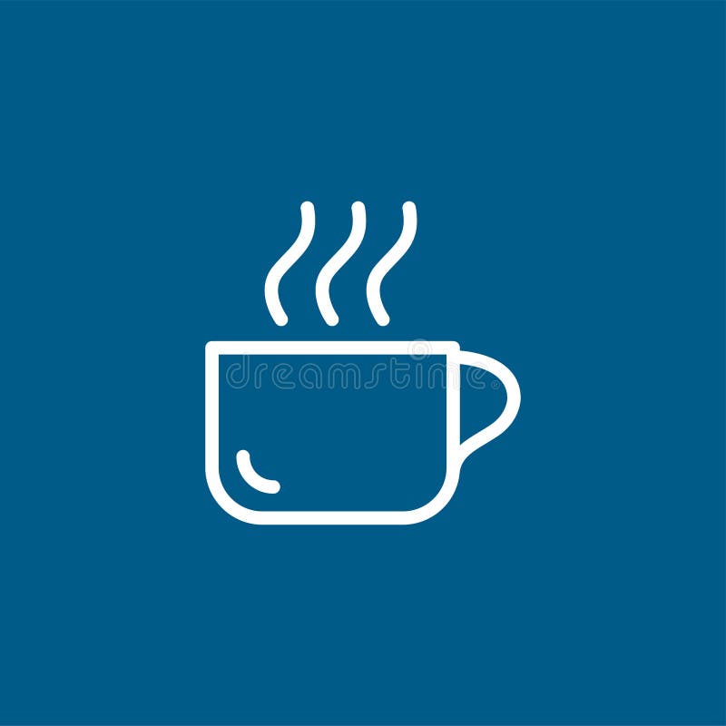 Coffee Cup Line Icon on Blue Background. Blue Flat Style Vector ...