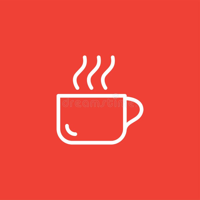 Coffee Cup Icon on Red Background. Red Flat Style Vector Illustration ...