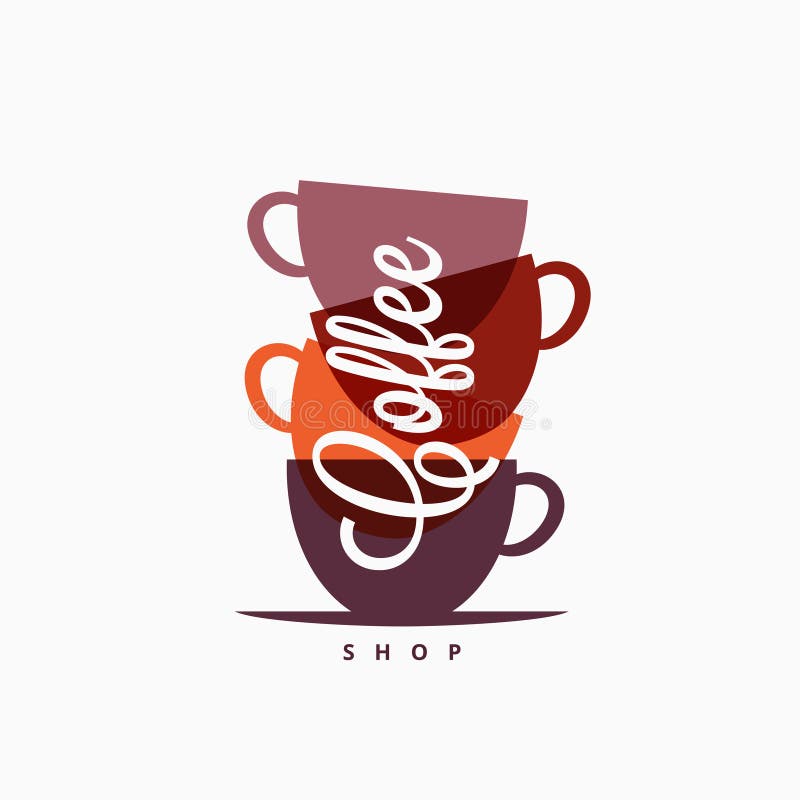 Coffee Cup Logo. Coffee Mugs Color Banner on White Stock Vector ...