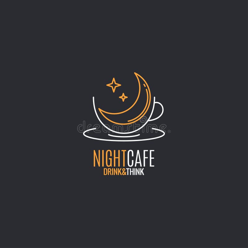 Coffee Cup Logo. Night Coffee with Moon Linear Stock Vector ...
