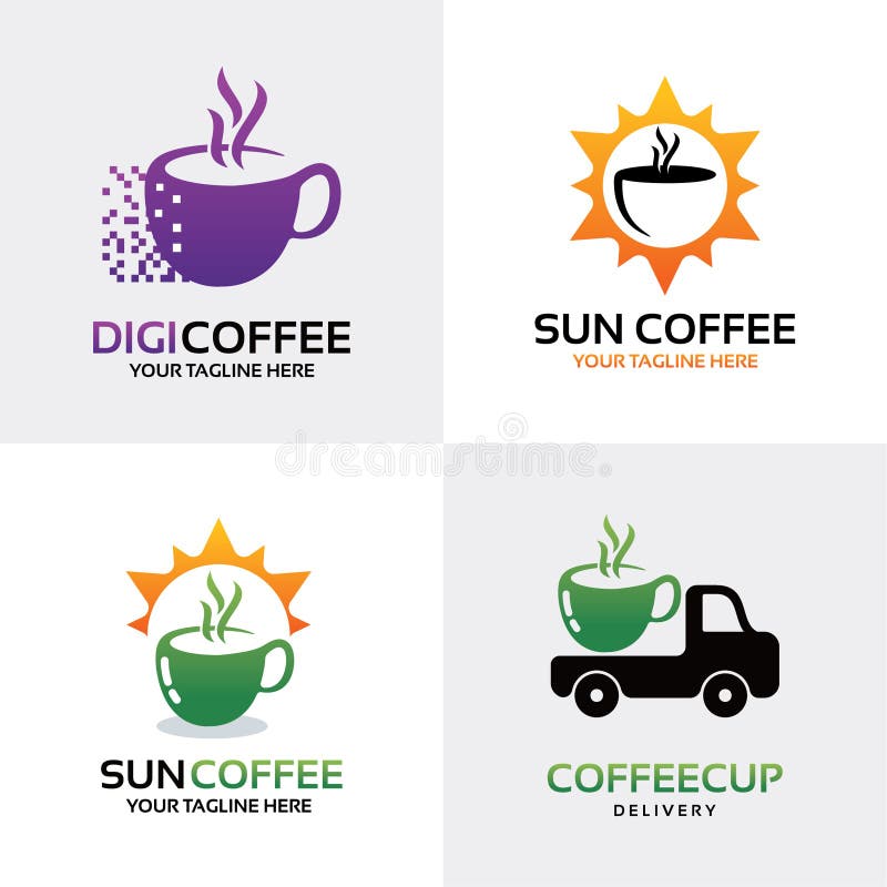 Coffee Cup Logo Set Design Template Collection Stock Vector ...
