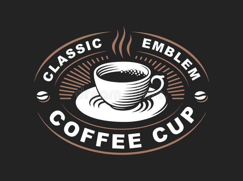 Coffee Cup Logo - Vector Illustration, Emblem on Black Background Stock ... Coffee Cup Logo - Vector Illustration, Emblem on Black Background Stock ...