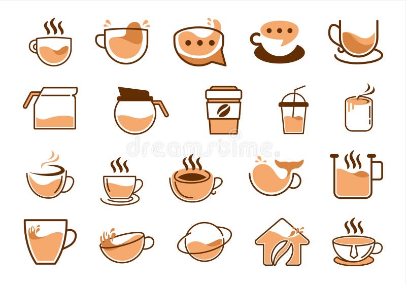 Coffee Cup Logos Icon Element Set Stock Vector - Illustration of food ...