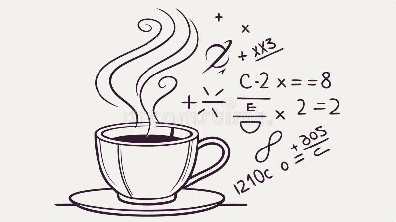 Coffee Cup with Math Equation, Solving Problems with Coffee Aid, Vector ...