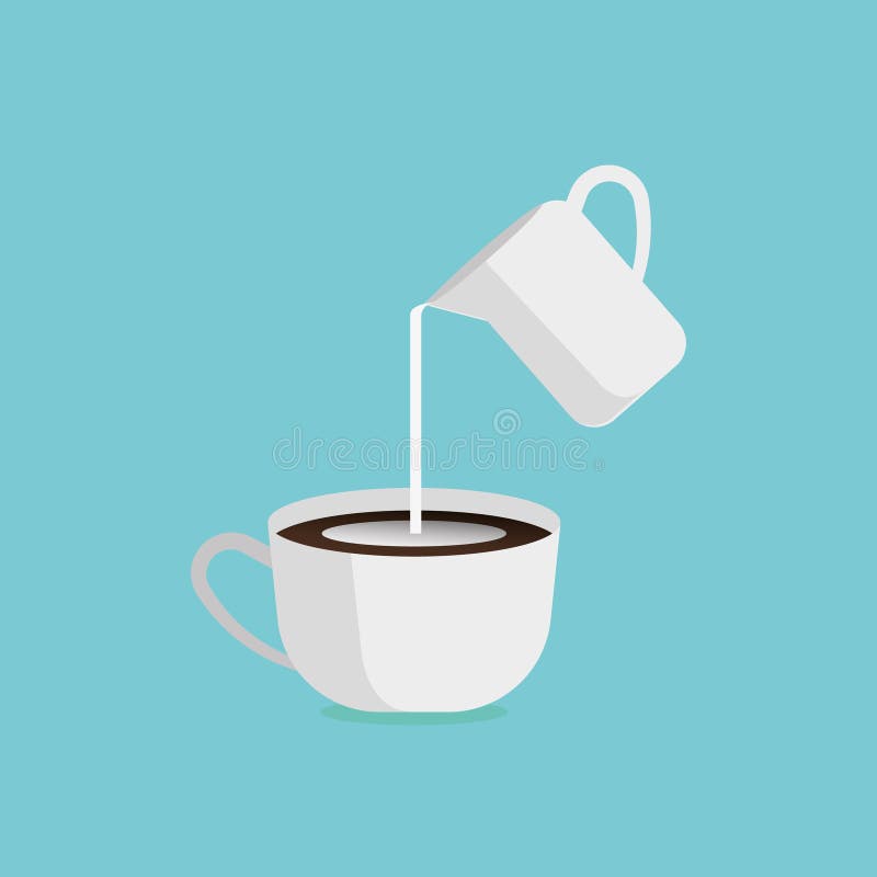 Coffee Cup and Milk Vector. Free Space for Text Stock Illustration ...