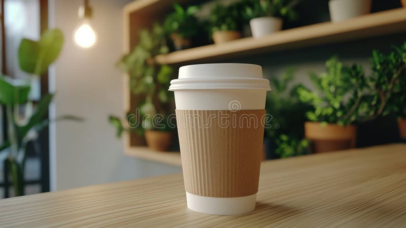 Coffee Cup in a Minimalist Cafe Environment Stock Illustration ...