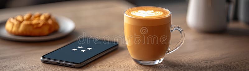 Coffee Cup and Mobile Phone on Table Modern Morning Routine or Work ...