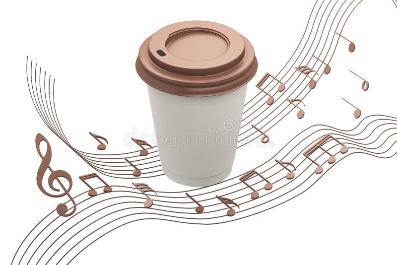 Coffee Cup Mockup with Musical Notes Isolated on White Stock ...
