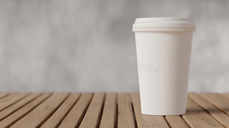 Coffee Cup Mockup on Slat-texture Table Stock Image - Image of modern ...