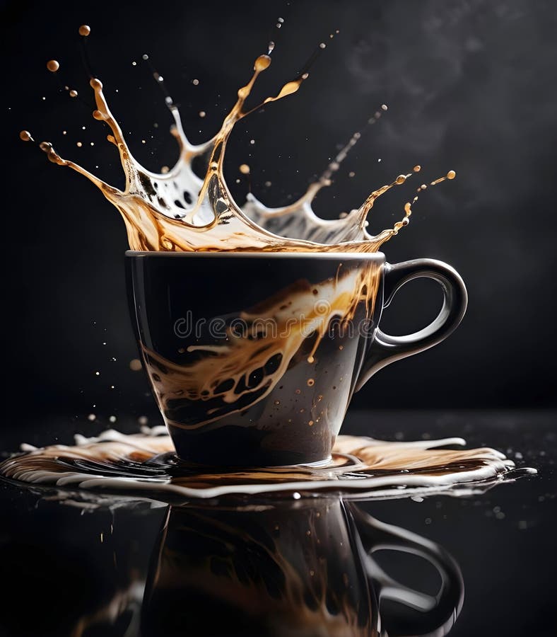 Chocolate Spilling from Cup and Saucer, Illustration Stock Image ...