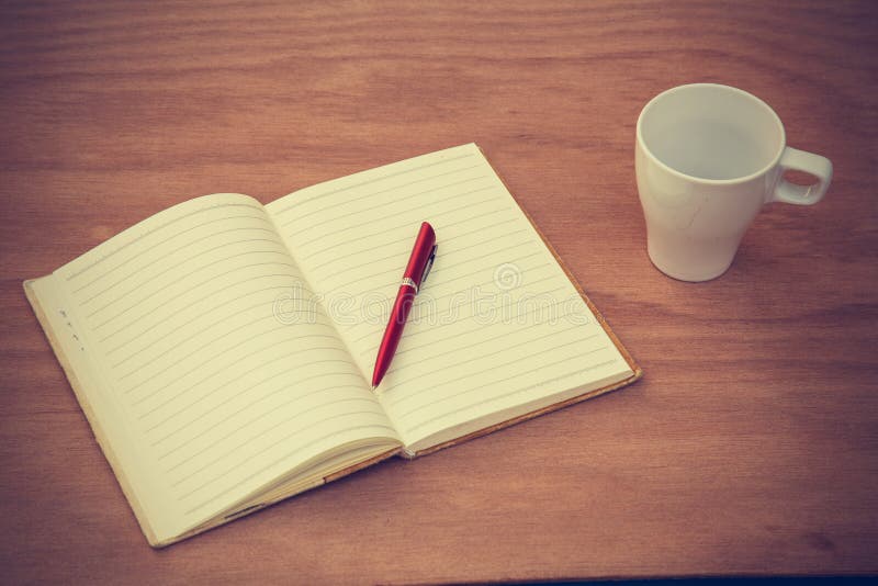 Coffee Cup with Note Book - Vintage Effect Style Pictures Stock Image ...