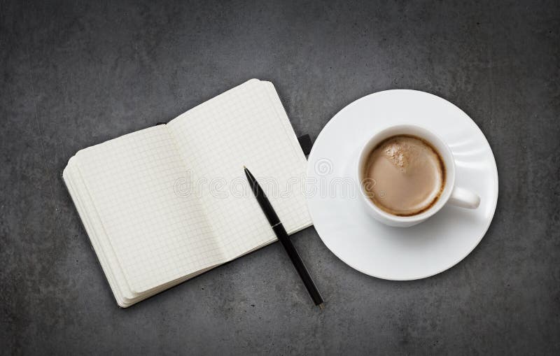 Coffee cup and note book stock image. Image of cappuccino - 48566317
