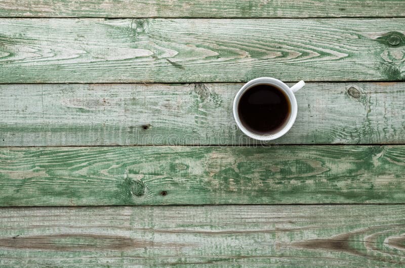 Coffee Cup on Old Rustic Table. Wood Texture. Top View Stock Image ...