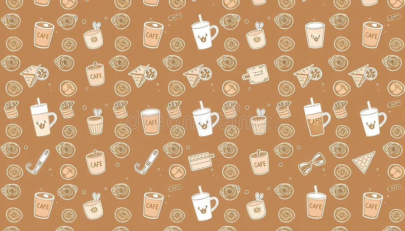 Coffee Cup Pattern Background, Cafe Theme, Beverage Design, Drink ...