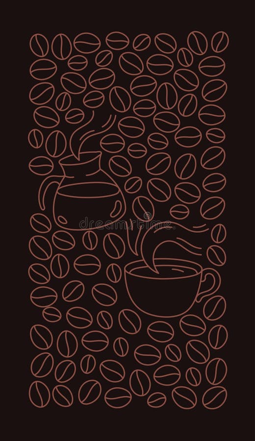 Coffee Cup Pattern Design Element. Editable Outline Stroke. Vector Line ...