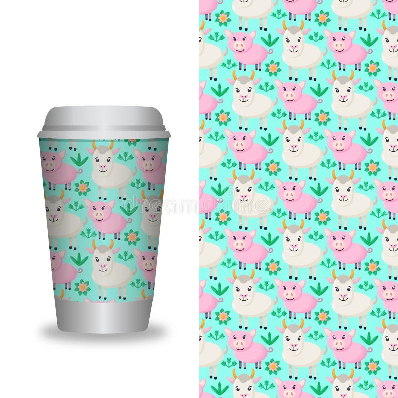 Coffee Cup With Patterns Template. Vector Illustration. Stock Vector ...