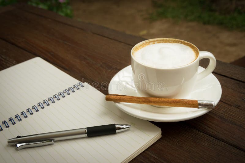 Coffee Cup with Pen and Book. Stock Image - Image of blend, beverage ...