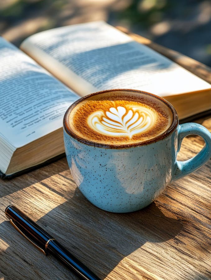 A Coffee Cup beside a Pen and an Open Journal, Indicating Reflective ...