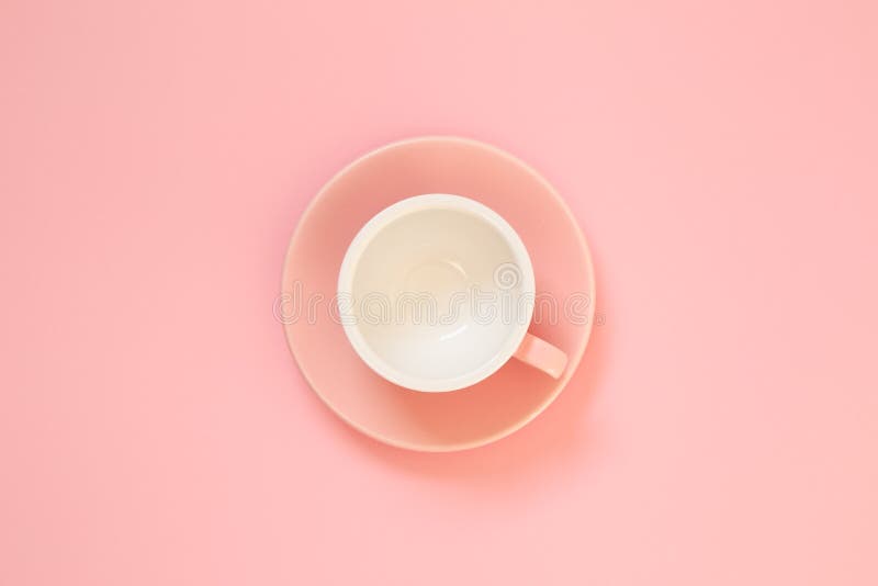Pink Coffee Cup on Yellow Background Stock Image - Image of ceramic ...