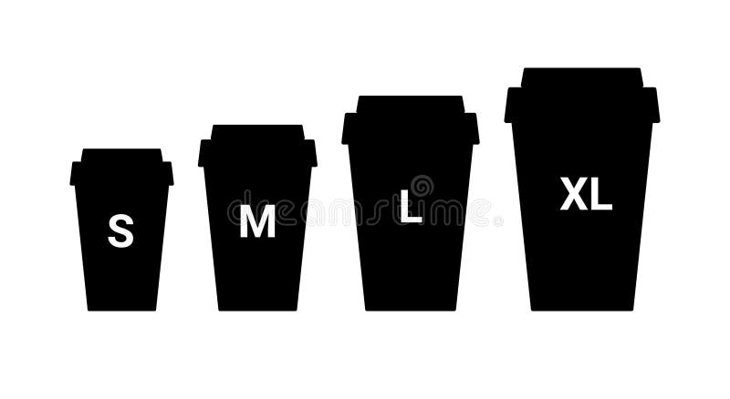 Coffee Cup Plastic Size Icon. Large Small Takeaway Coffee Cup Vector ...