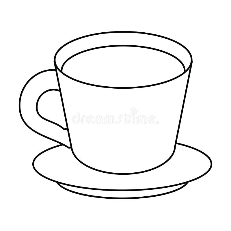 Coffee Pot with Coffee Cup on Plate in Black and White Stock Vector ...