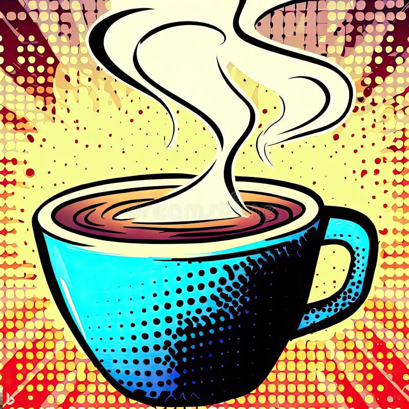 Coffee Cup in Pop Art Comic Style Stock Illustration - Illustration of ...