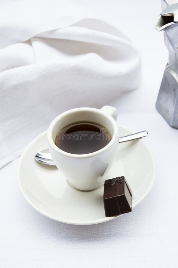Coffee Cup and Praline and Coffee Maker Stock Image - Image of ...