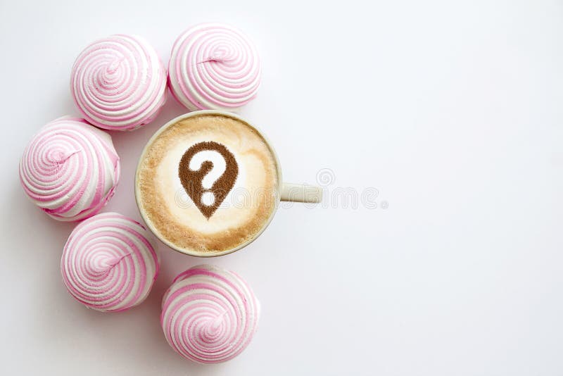 Coffee Cup with Question Mark Stock Photo - Image of froth, coffee ...
