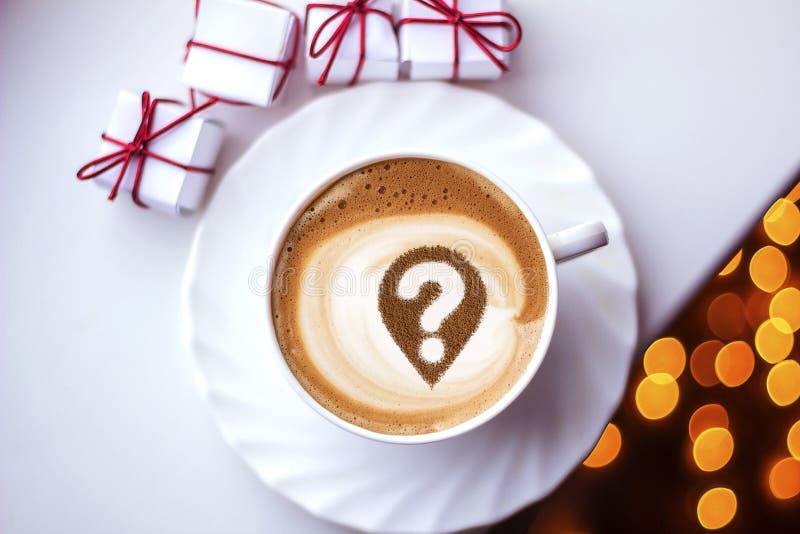 Coffee Cup with Question Mark Stock Photo - Image of cafe, help: 122187066