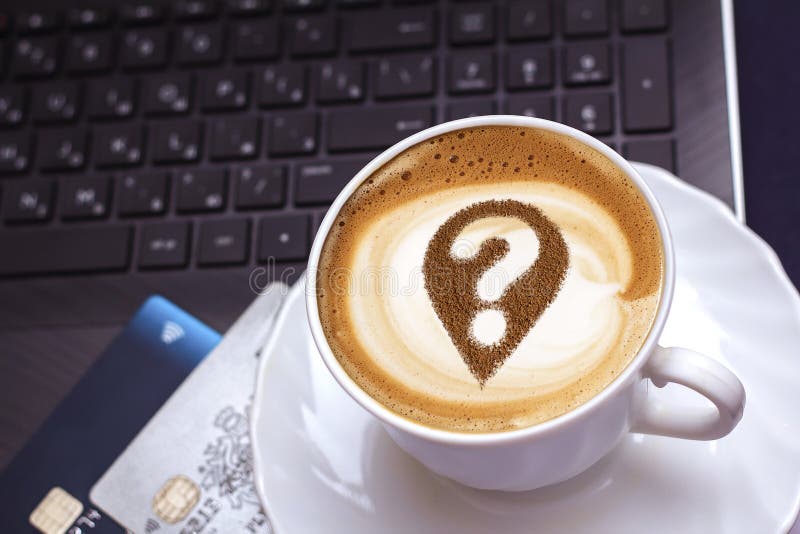 Coffee Cup with Question Mark Stock Photo - Image of foam, black: 122187138