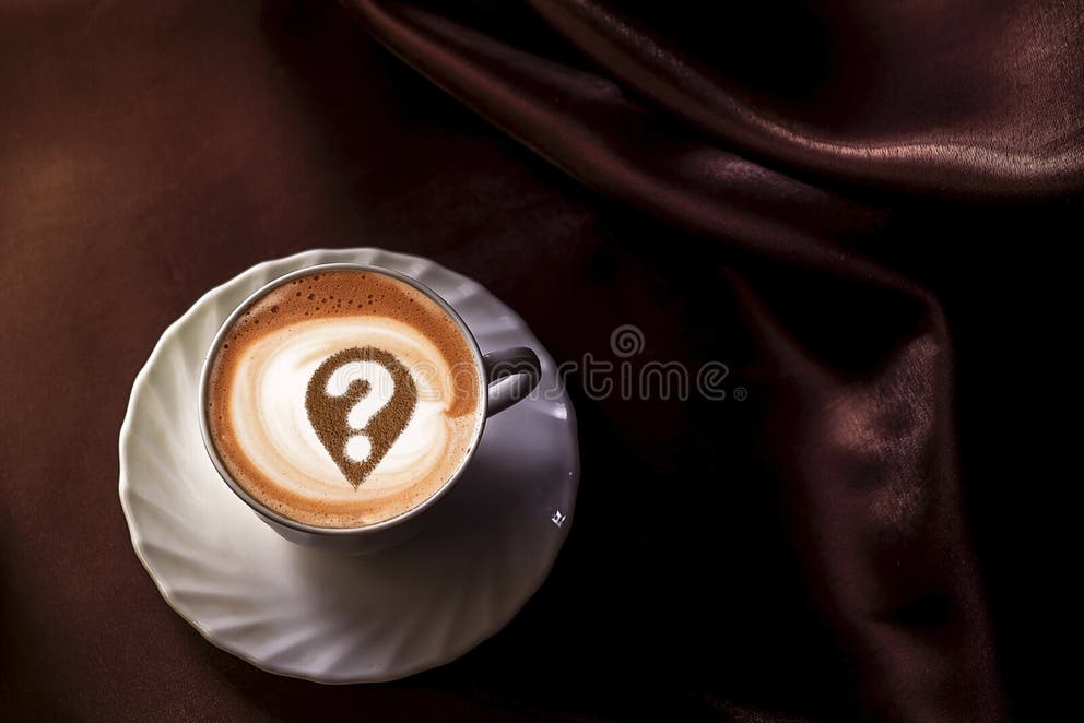 Coffee Cup with Question Mark Stock Image - Image of foam, table: 122187339