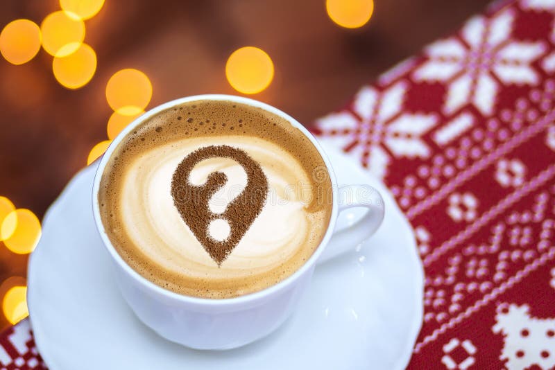 Coffee Cup with Question Mark Stock Photo - Image of froth, coffee ...