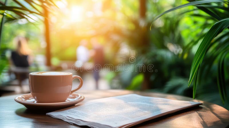 Coffee Cup Rests Table Open Newspaper Stock Photos - Free & Royalty ...