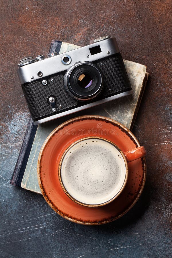 Coffee Cup and Retro Camera Stock Image - Image of grunge, brown: 112411249